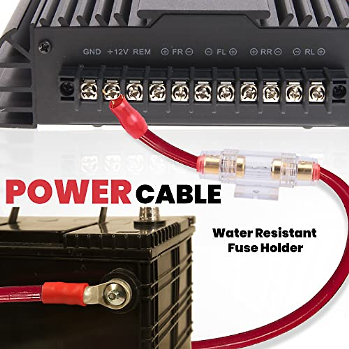 Pyle Car Stereo Wiring Kit - Audio Amplifier & Subwoofer Speaker Installation Cables (4 Gauge), Blue (PLAM40)