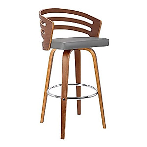Armen Living Jayden Mid-Century Swivel Counter Height Barstool, 26", Gray