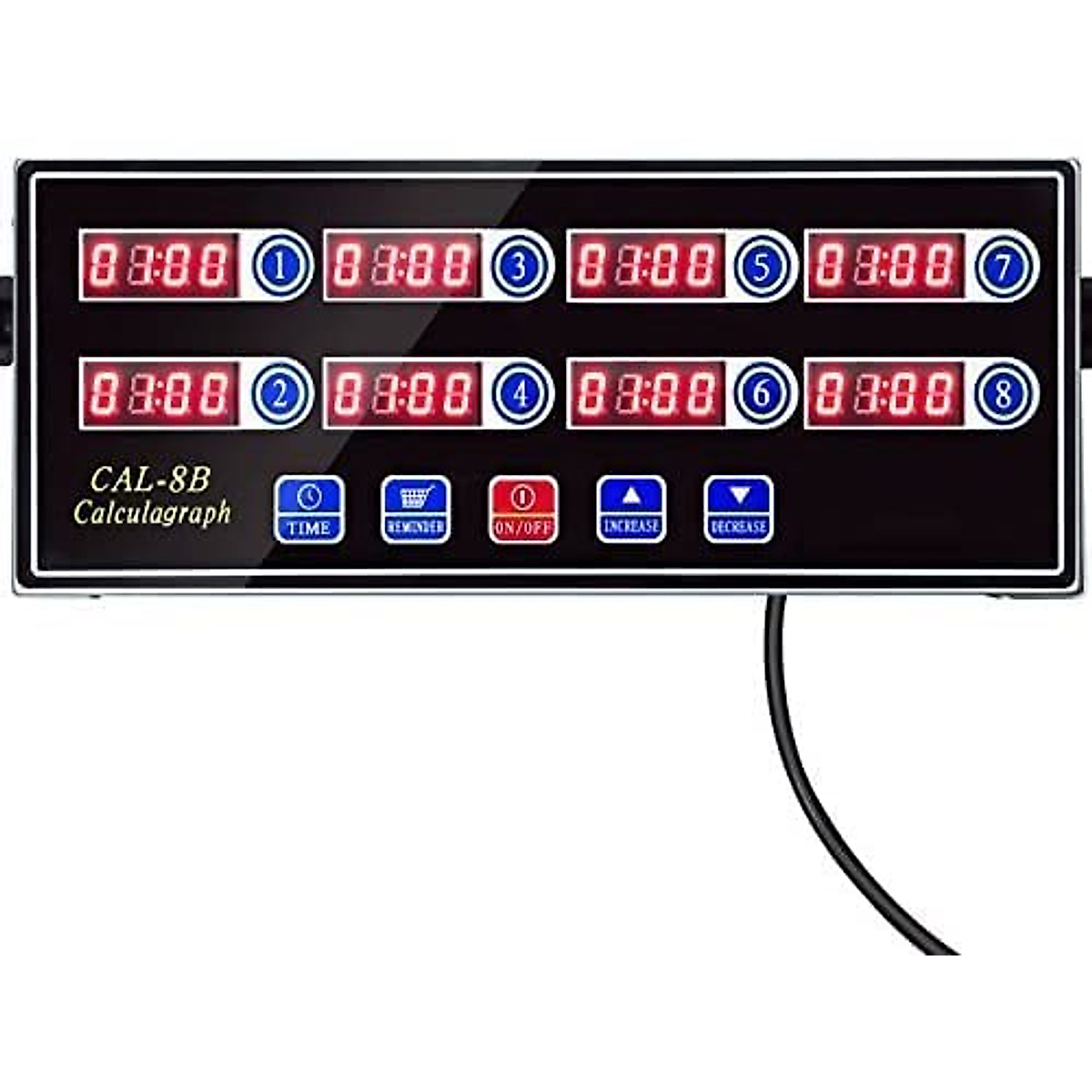 Professional Commercial 8 Channels Digital Kitchen Timer Loud Alarm for Restaurant Kitchen, Black