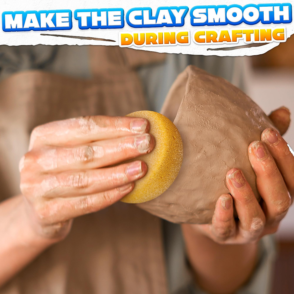 Pottery Sponges for Clay - 12 Pcs Tack Sponges for Cleaning Leather Art Sponges for Acrylic Painting Small Sponges Round Sponge Craft Sponges for Painting - Paint Sponges Pottery Sponge for Painting