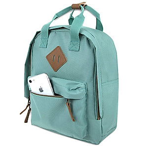 Madison & Dakota Canvas Mini Backpack for Everyday & Day Pack Rucksack in Solid Color Blocks, Green, Unisex