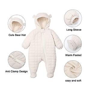Baby Girl Boy Snowsuit 0-3 months Down Jacket Hooded Romper Jumpsuit Infant Spring Winter Outwear