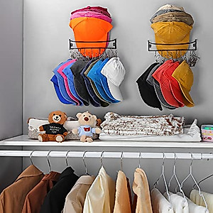 Taozun Hat Racks for Baseball Caps - 2 Packs Hat Organizer Wall Mount Hat Holder Hat Storage for Ball Caps Winter Beanie, At Least 30 Caps (2 Hat Rack with 20 Hat Storage Clips)