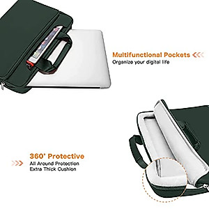 MOSISO 360 Protective Laptop Shoulder Bag Compatible with 17-17.3 inch Dell XPS/HP Pavilion/Ideapad/Acer/Alienware/HP Omen,Matching Color Sleeve with Belt, Emerald Green