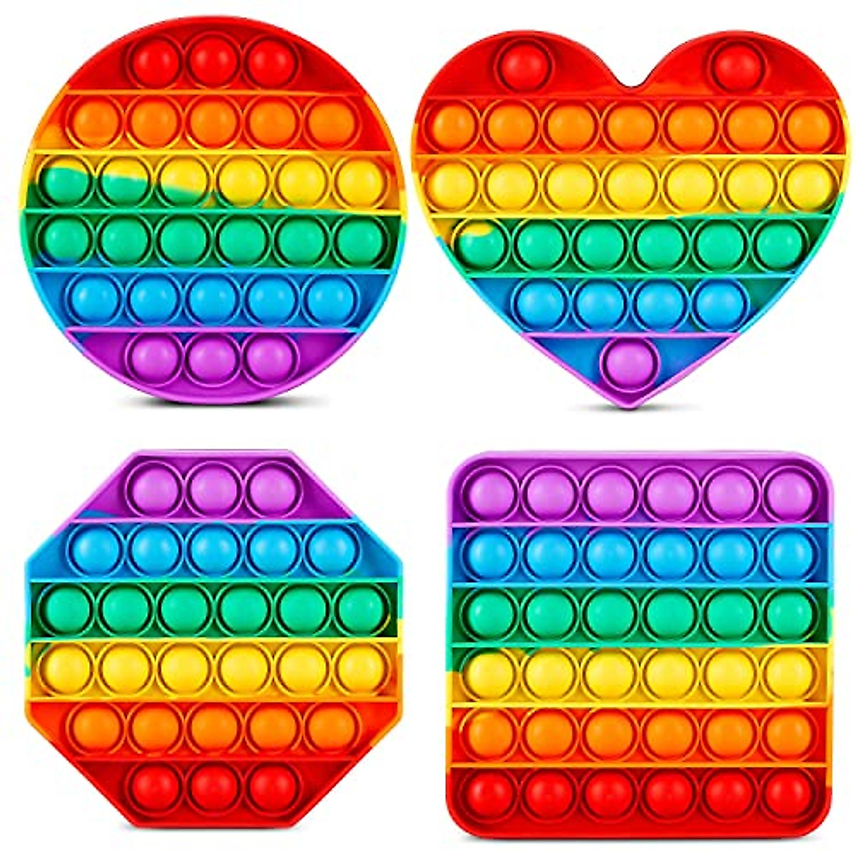 (4 Pack) Pop It Fidget Toys, Pop Its Fidgets Stocking Stuffers for Kids, Fidget Toy Pack Figit Sensory Toys Popit Popits Christmas Kids Stocking Stuffers Ideas Teens Adults Gifts Girls Boys Toddler