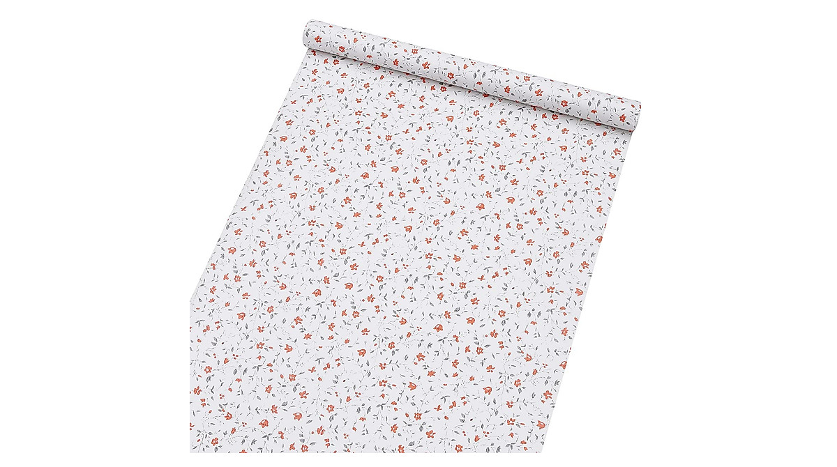 Orange Floral Self Adhesive Vinyl Drawer Shelf Liner Contact Paper