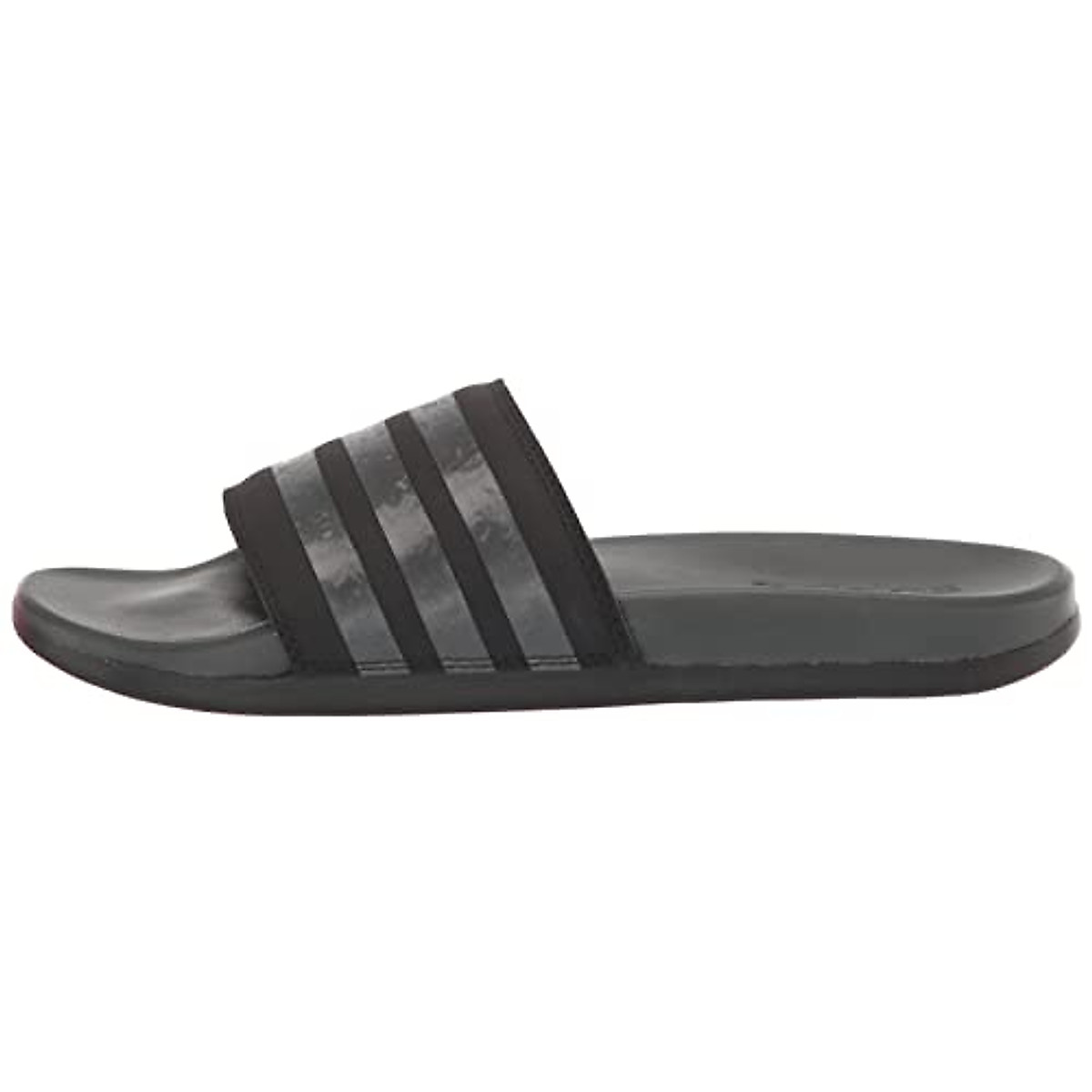 adidas Women's Adilette Comfort Slide Sandal, Black/Grey/Black, 8