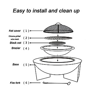 LEAYAN Garden Fire Pit Grill Bowl Grill Barbecue Rack Fire Pit Outdoor fire Pit, 30-inch Large Bonfire Burning Wood fire Pit Bowl, Villa Courtyard Backyard Garden fire Pit
