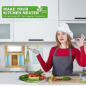 GreenSpace Bamboo Food Storage Bag Organizer (4 box set) for Kitchen Counter, Drawer, or Wall Mounted - Compatible With Gallon, Quart, Sandwich & Snack Bags