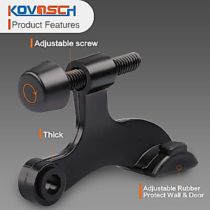 KOVOSCH 10 Pack Hinge Pin Door Stopper Black - Adjustable Heavy Duty Hinge Pin Door Stop with Black Rubber Bumper Tips
