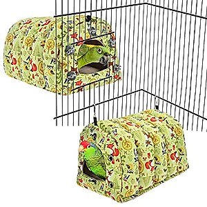 Vehomy Warm Bird Nest Hut Parrot Cozy Bed Tent Cage-Mounted Bird Bed Bird Parrot Hideout Hammock Swing Fluffy Parrot Sleeping Bed Parrot Hideaway for Cockatiels Parakeet Budgies African Grey L
