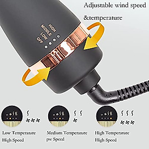 Hair Dryer Brush,Hot Air Brush, Blow Dryer bruch,One Step Hair Dryer and Volumizer with Salon Negative Ionic for Straightening, Professional Brush Hair Dryers for Men and Women (Black）