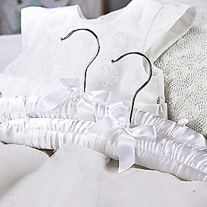 HANGERWORLD Pack of 3 Small Kids Satin Padded Hangers - 11.8inch Soft White Infant, Toddler and Baby Hangers for Nursery Closet