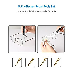 Eyeglass Repair Kit with Screws and Nose Pads, Pocket Size Optical Screwdriver, Micro Glasses Tightening/Fixing Tools, 4 in 1 Magnetic Small Screw Driver for Eye Glasses, Laptop, Watches, Electronics