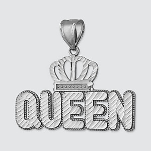 LA BLINGZ Queen Crown DC Sterling Silver Hip-Hop Pendant