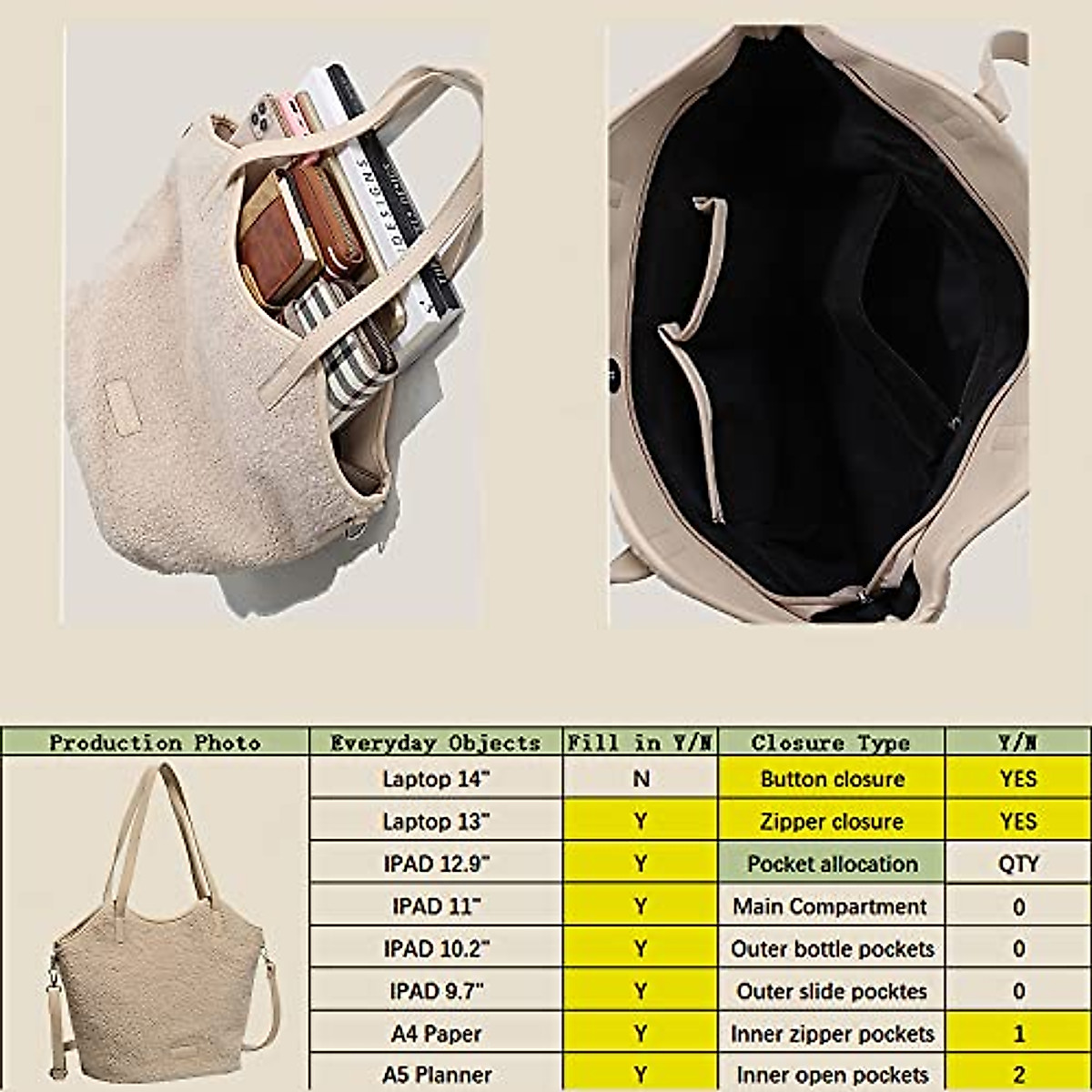 Women Large Fleece Sherpa Bags Teddy Plush Fluffy Furry Purses Big Faux Fur Fuzzy Handbag Crossbody Hobo Tote Shopper