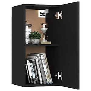 WIFESE Wall Cabinet 2 pcs 12"x11.8"x23.6" Laundry Room Storage Cabinets Tv Wall Shelf Floating Table for Wall Small Wall Cabinets for Storage with Doors Floating Desk for Wall Black