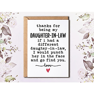 NTVShop Thanks Card - For Being My Daughter-In-Law Card - Funny Birthday Card - Funny Daughter-In-Law Christmas - Gift For Her