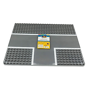 Strictly Briks Compatible with Lego Building Blocks Road Plates 10" x 10", Kids Building Brick Baseplates for City Road, Street, Race Track, Towns, Classic Size, 1 Straight Road