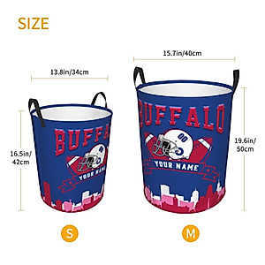 Custom Buffalo Laundry Hamper - Personalized Name and Number Laundry Basket Dirty Clothes Hamper Large Capacity Waterproof Hamper for Bedroom Bathroom Living Room