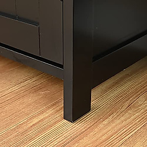 Iwell Bathroom Cabinet, Free Standing Bathroom Storage Cabinet with 1 Large Drawer & Adjustable Shelves, Wooden Entryway Storage Cabinet for Bathroom, Kitchen, Living Room, Black