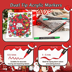 Betem 48 Colors Paint Markers Acrylic Paint Pens, Dual Tip with Brush Tip and Fine Tip, Art Supplies for Rock Painting, Wood, Canvas, Stone, Glass, Ceramic, DIY Crafts Making Drawing Kit with Bag