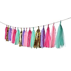 25 PCS Tissue Paper Tassel DIY Party Garland Decor for All Events & Occasions(Unicorn Pastel)