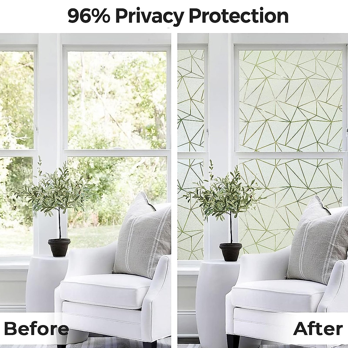 Coavas Window Privacy Film, Frosted Glass Static Cling, Decorative for Bathroom Door Covering, UV Blocking Window Cling, Non-Adhesive Vinyl Sticker, Day and Night Windows Tint for Home,17.5x78.7 inch