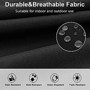 GUEGLSA Indoor Outdoor Round Chair Cushions 15 inch, Waterproof Bistro Seat Cushion with Ties，Non Slip Circle Stool Chair Pads Set of 2, Black