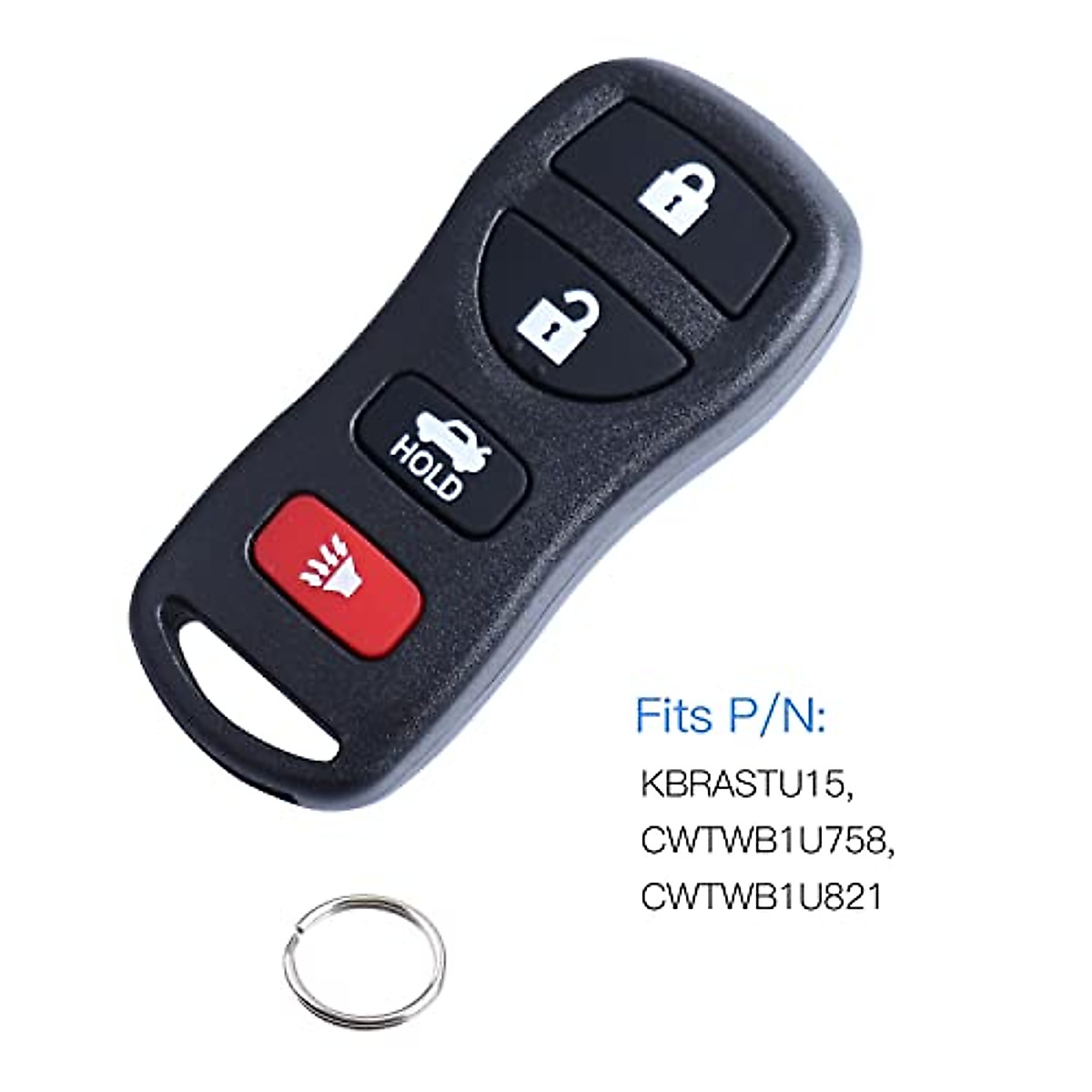 Keyless Entry Remote Key Fob Replacement for Nissan Murano Altima Armada Sentra 350Z / Infiniti I35 G35 KBRASTU15, CWTWB1U758, CWTWB1U821 4Btn (Pack of 2)