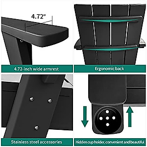 YITAHOME Adirondack Chair with Cup Holder Weather Resistant Resin Adirondack Chairs for Outdoor Garden Lawn Yard Garden Patio Deck Fire Pit