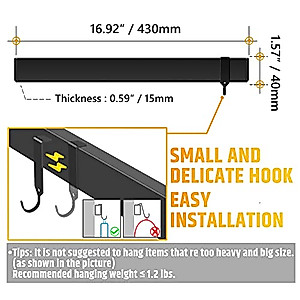 LERJU Fridge Applicable 17 Inch Double Sided Magnetic Knife Holder - Stainless Steel Knife Strip With Powerful Magnetic Pull Force - Use as Kitchen Knife Holder, Knife Rack & Tool Holder - Matte Black