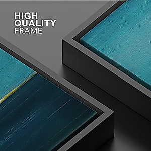 SIGNWIN Framed Canvas Print Wall Art Yellow Horizon on Edge of The Sea Abstract Wilderness Illustrations Modern Art Modern Scenic Relax/Calm Ultra for Living Room, Bedroom, Office - 24"x36" Black