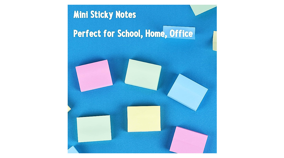 Mini Sticky Notes Bulk Pack - Bright Pastel 50 Pads for Office & School