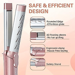 TOP4EVER Pro 2-in-1 Airflow Styler: Curling Wand & Flat Iron Hair Straightener | 360° Cool Air Vents for Curls & Waves | Ionic Ceramic Technology | 5 Adjustable Temps, Dual Voltage