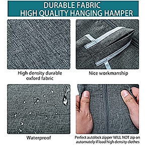 CALLMYBO Hanging Laundry Hamper, Hanging Hamper with Free Hanging Hooks, Space Saving Hanging Laundry Hamper Bag (1 Mid Heather Grey + 1 Pop Heather Grey)