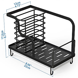 Kitchen Sink Caddy Counter Organizer 304 Stainless Steel Sponge Holder with Drain Pan, Black