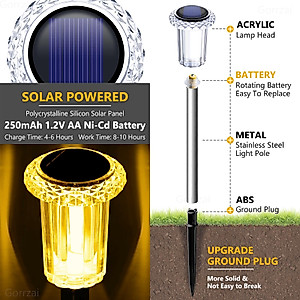 Gorrzai Solar Lights Outdoor 15 Pack Solar Pathway Lights LED Waterproof Stainless Steel Garden Stake for Yard, Outside, Walkway, Sidewalk, Driveway, Lawn (Warm White)