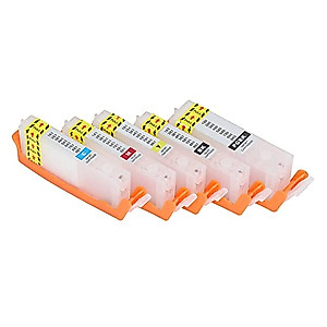 FTVOGUE 5Pcs Ink Cartridge PGBK BK C M Y Smoothly Operation Reusable Printer Ink Cartridge with Permanent Chip (480-481)