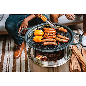 Solo Stove Bonfire Cast Iron Grill Cooking Bundle 2.0 | Smokeless Fire Pit, Stand, Grill & Hub, Wood Burning, Removable Ash Pan, Stainless Steel/Cast Iron, Height: 63 cm, Diameter: 44,5 cm, 20,3 kg