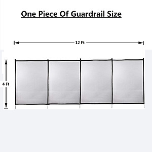 12x4 Ft Pool Barrier Fence, Removable Swimming Pool Fence for Inground Pools, DIY Pool Fencing Multi-Function Safety Fence Black Mesh Pool for Yard, Garden,Patio, Pools, with Section Kit