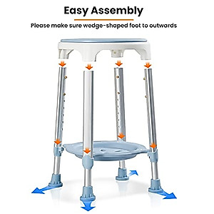 Realunisence Shower Chair for Inside Shower Swivel Shower Stools 300lb Adjustable Bathtub Chair Tool-Free Assembly Tub Seat Bench with Storage Tray for Seniors Elderly Handicap Disabled Blue