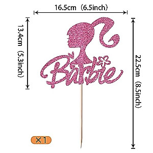 1 Pack Princess Cake Topper Glitter Pink Girl Cake Pick for Baby Shower Bridal Shower Wedding Enaggement Girl Princess Theme Birthday Party Cake Decoration Supplies