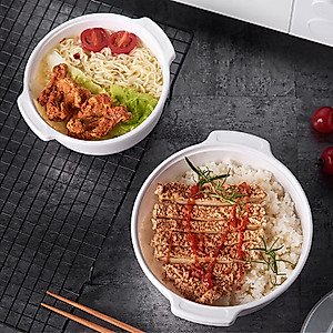 Cheeren 70oz/2L Microwave Ramen Cooker Noodle or Soup Bowl ，Perfect for Breakfast, College Dorm Essentials for Boys Girls,Office, Dishwasher-Safe (Large)