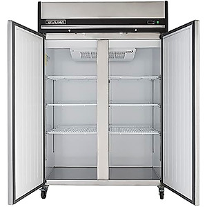 DUURA 54" Commercial Freezer 2 Door Reach-in Stainless Steel Freezer with Top Mounted Condenser for Restaurant, Bar, Shop, 49 Cu.Ft., Silver