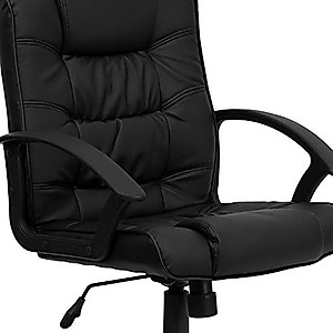 Flash Furniture Lindon Mid-Back Black LeatherSoft Swivel Task Office Chair with Arms