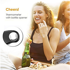 Digital Kitchen Thermometer for Bread, Candy, Yogurt, Liquids, Baking, BBQ Meat - Instant Read, Waterproof Magnetic Body and Wireless Large Probe with a Bottle Opener and Backlit Dial