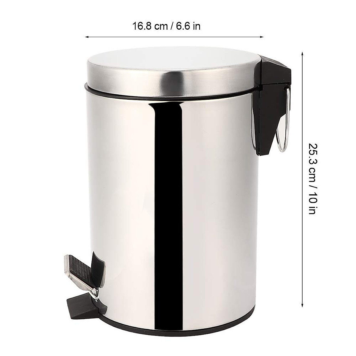 Alvinlite Stainless Steel Step Trash Can Round Small Metal Step Trash Can with Lid Soft Close Step Pedal Trash Bin Removable Inner Waste Basket for Bathroom Bedroom Office 0.8Gal/3L (Silver)