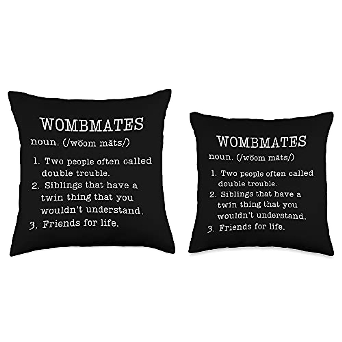 Family Designs by 1570 Graphics Wombmates Funny Definition for Adult Twins Brothers Sisters Throw Pillow, 18x18, Multicolor