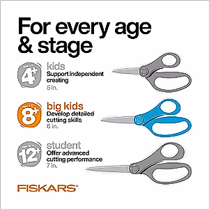 Fiskars 6" Big Kids Scissors, For Ages 8+, For School or Crafting, Turquoise